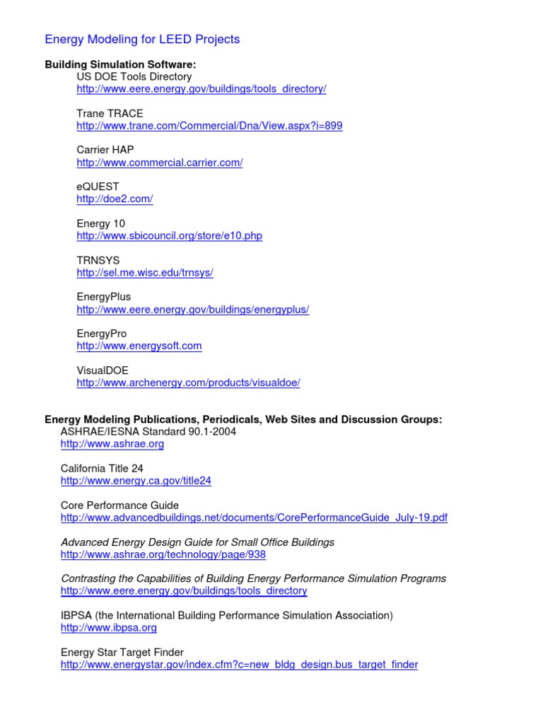 Energy Modeling For LEED Projects | PDF | Simulation | Leadership In ...