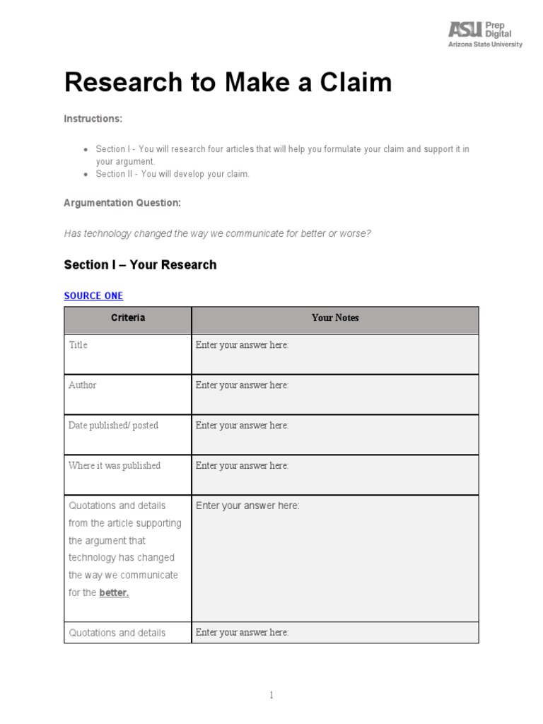 Research To Make A Claim | PDF | Science