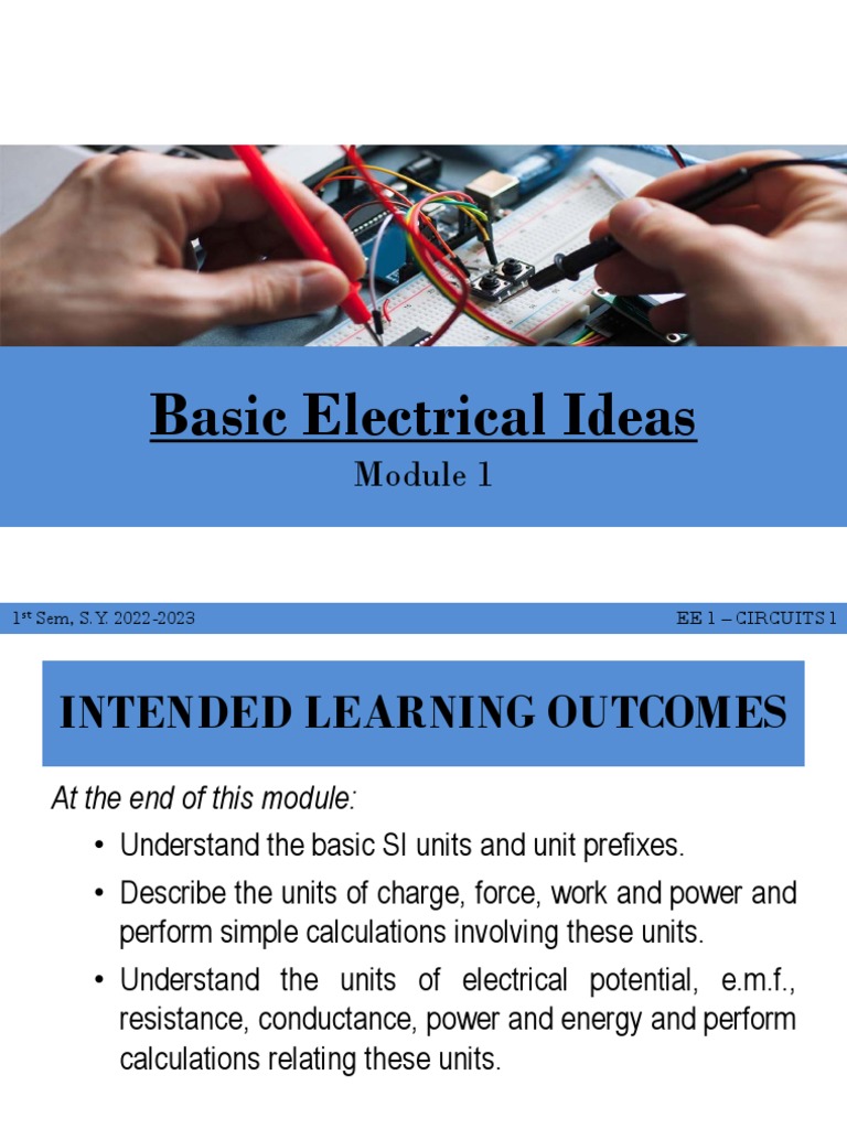 EE1 - Module 1-Basic Electrical Ideas | PDF | Electron | Electric Charge