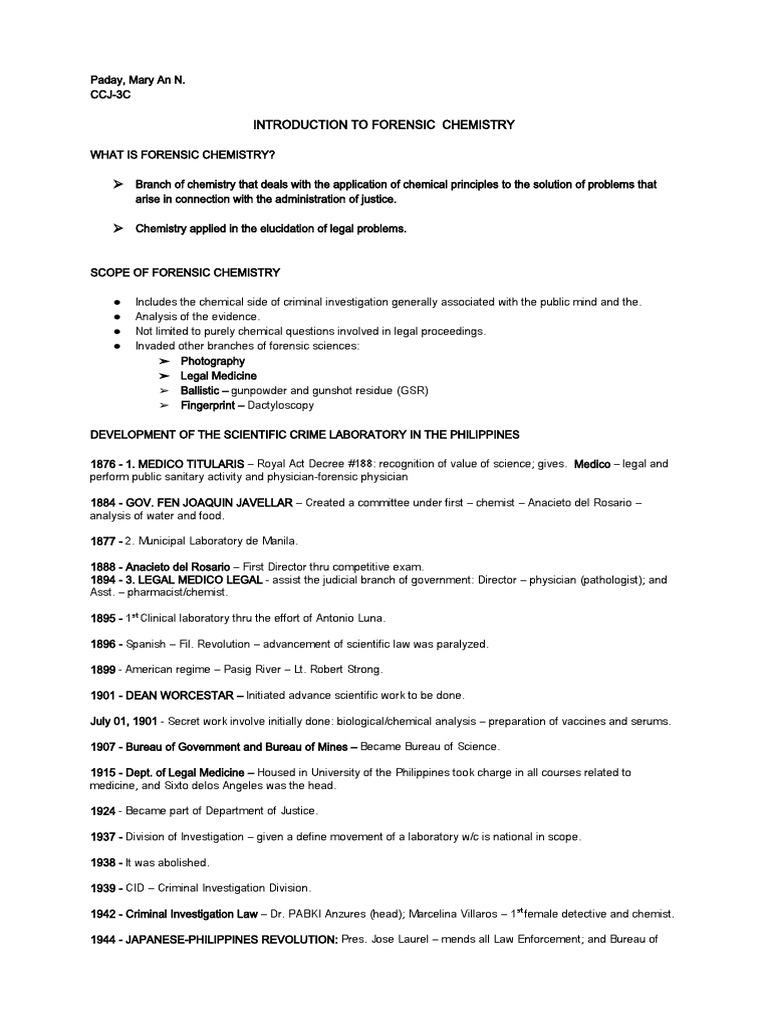 Forensic Chemistry 2 | PDF | Forensic Science | Crime Scene Forensic Chemistry 2 | PDF | Forensic Science | Crime Scene