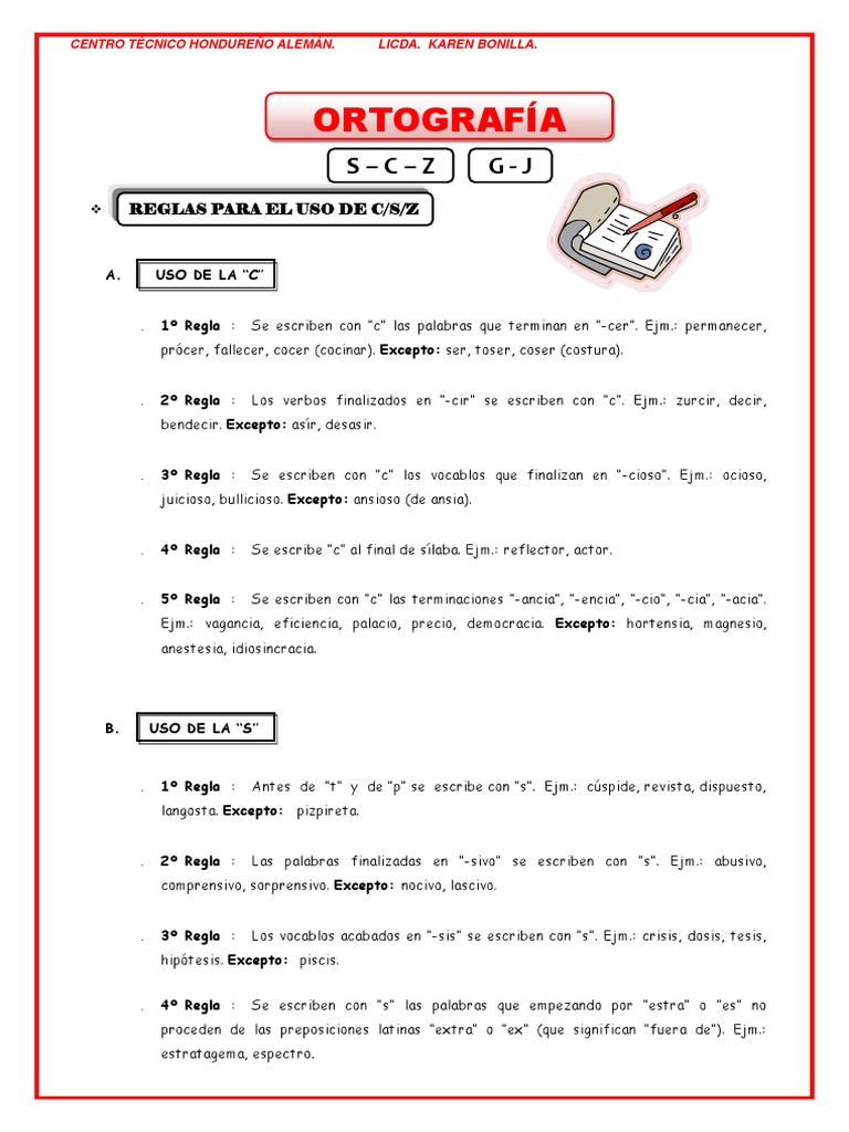 Reglas de Ortografía: C, S y Z | PDF | Lingüística | Morfología Lingüística