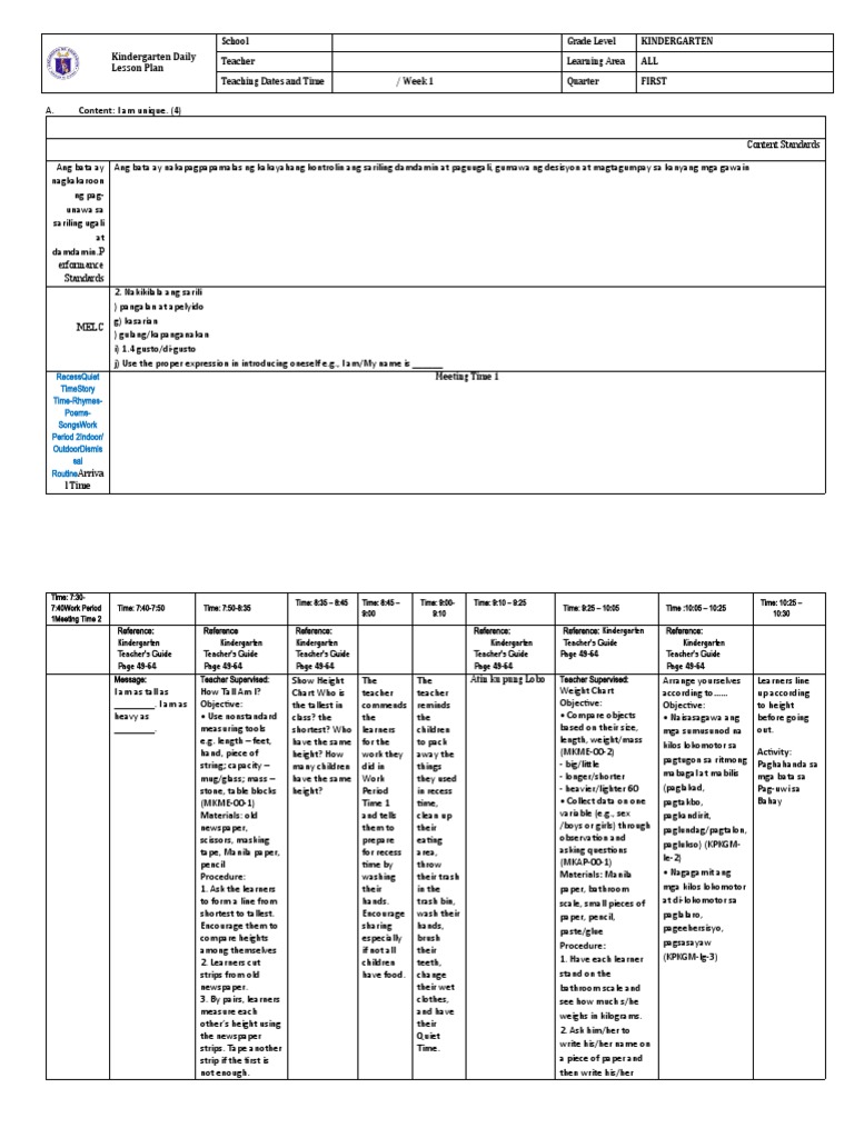 Kinder-New-DLL Week1 - Day4 | PDF | Weight
