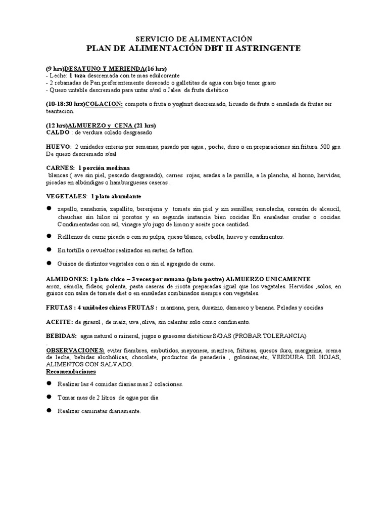 Dieta DBT Astringente | PDF