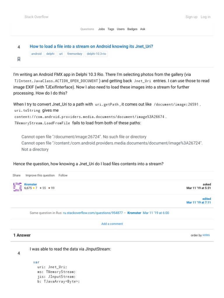 How To Load A File Into A Stream On Android Knowing Its Jnet - Uri - Stack Overflow | PDF ...