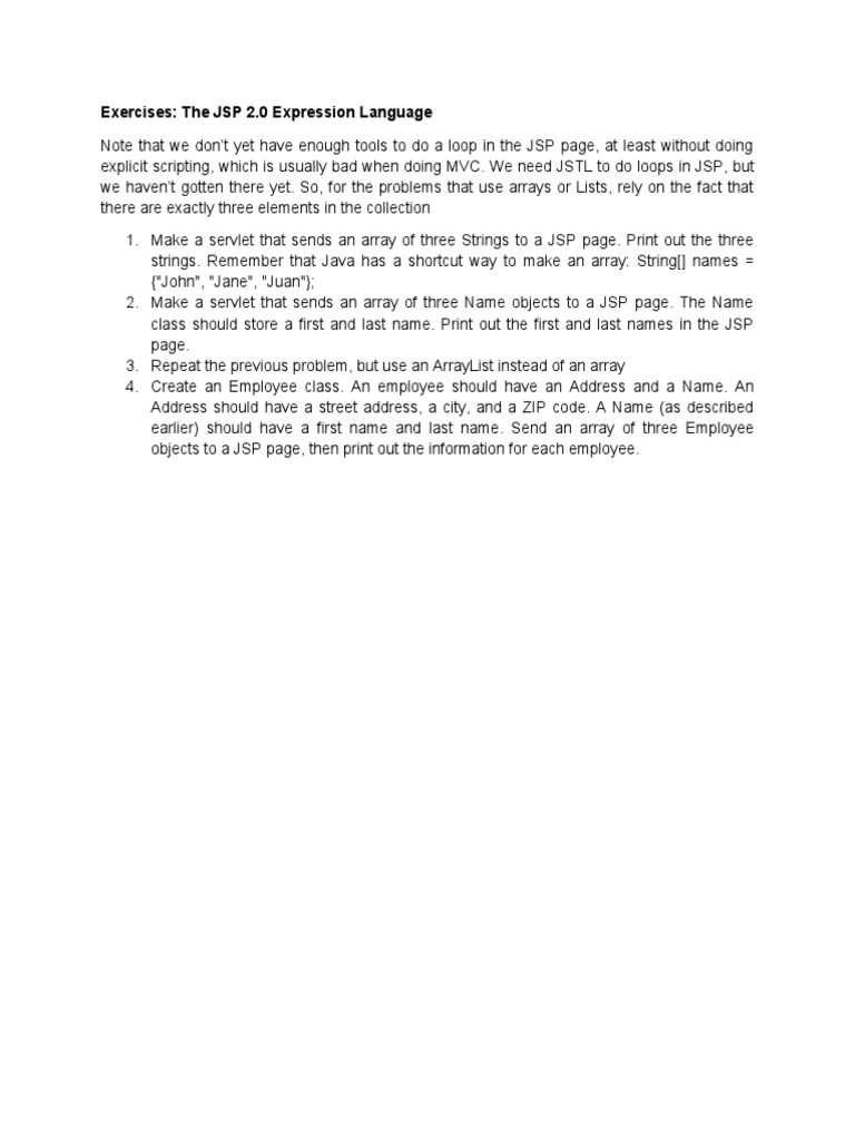 Exercises: The JSP 2.0 Expression Language | PDF
