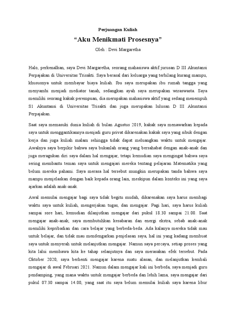 Contoh Esai Sederhana Untuk Lomba Esai | PDF