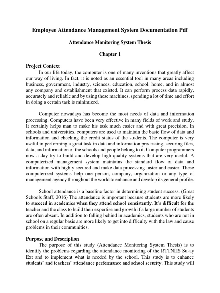 Employee Attendance Management System Documentation PDF | PDF | Radio Frequency Identification ...