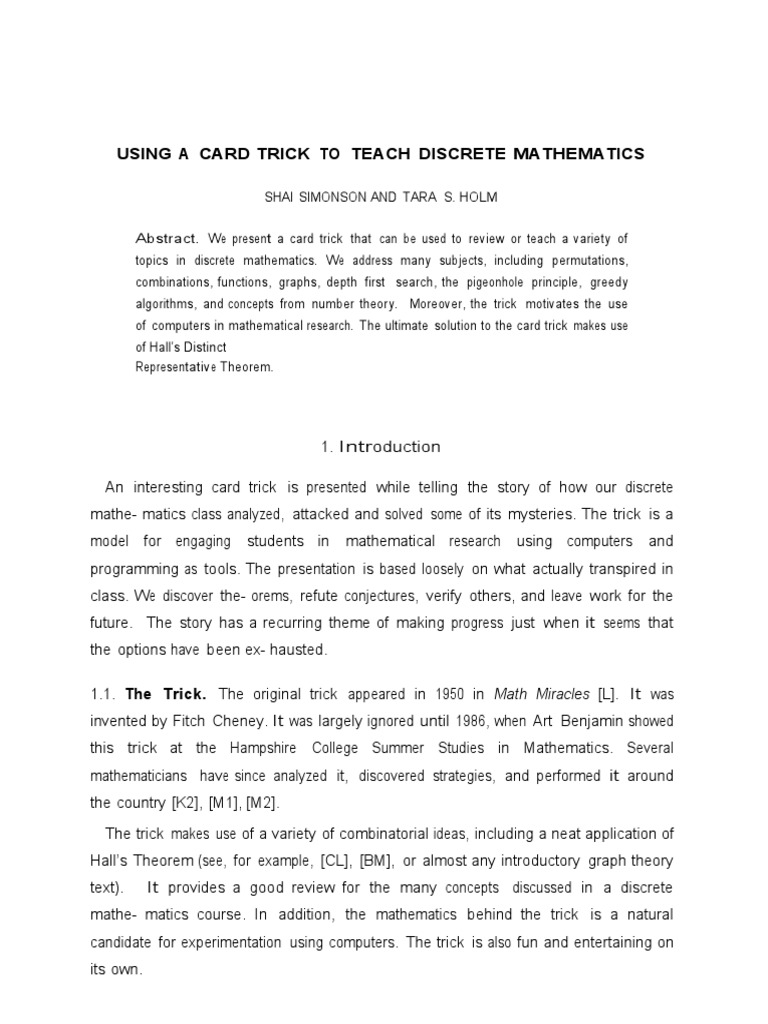 Card Trick | PDF | Vertex (Graph Theory) | Discrete Mathematics