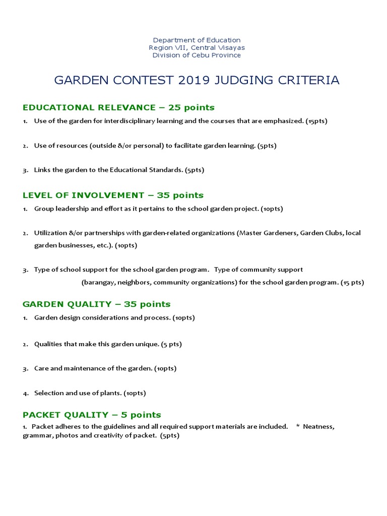 Garden Contest Criteria | PDF