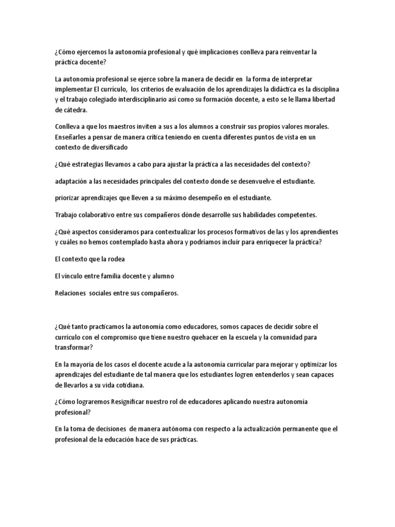 Autonomía Profesional | PDF