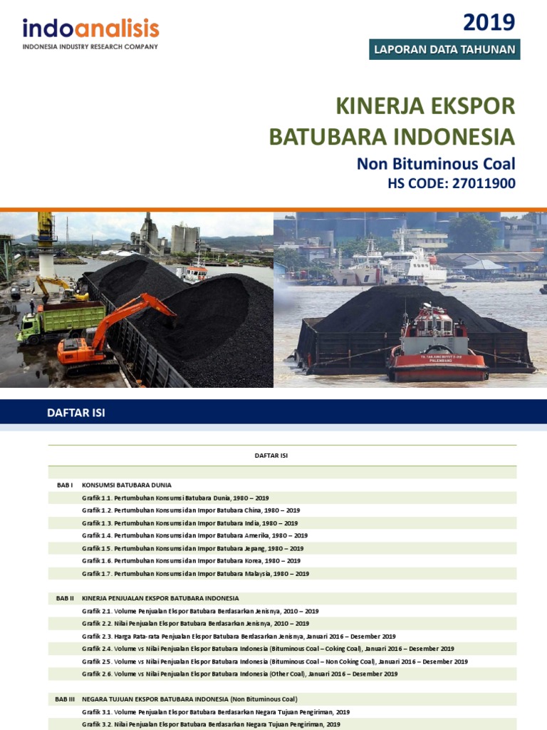 Daftar Isi Kinerja Ekspor Batubara Non Bituminous Coal | PDF