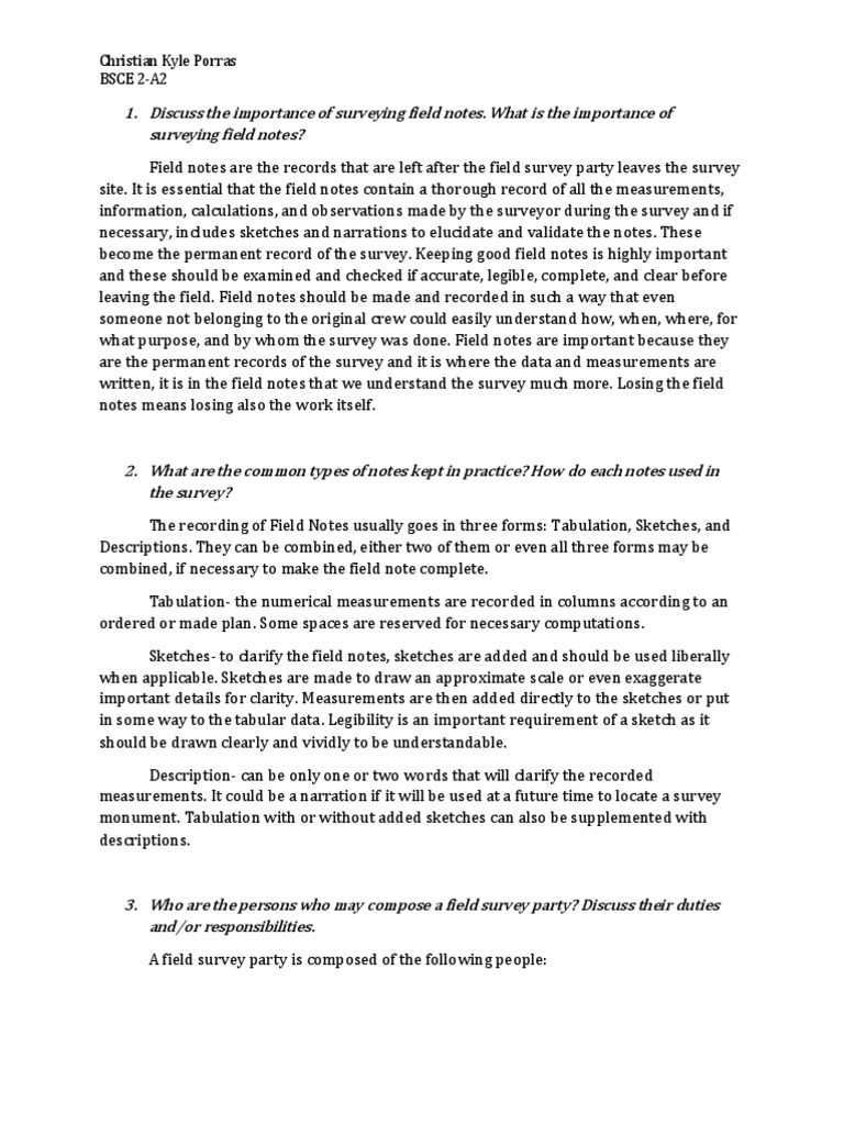 BSCE 2-A PORRAS Fundamentals of Surveying-Surveying Field Notes and ...