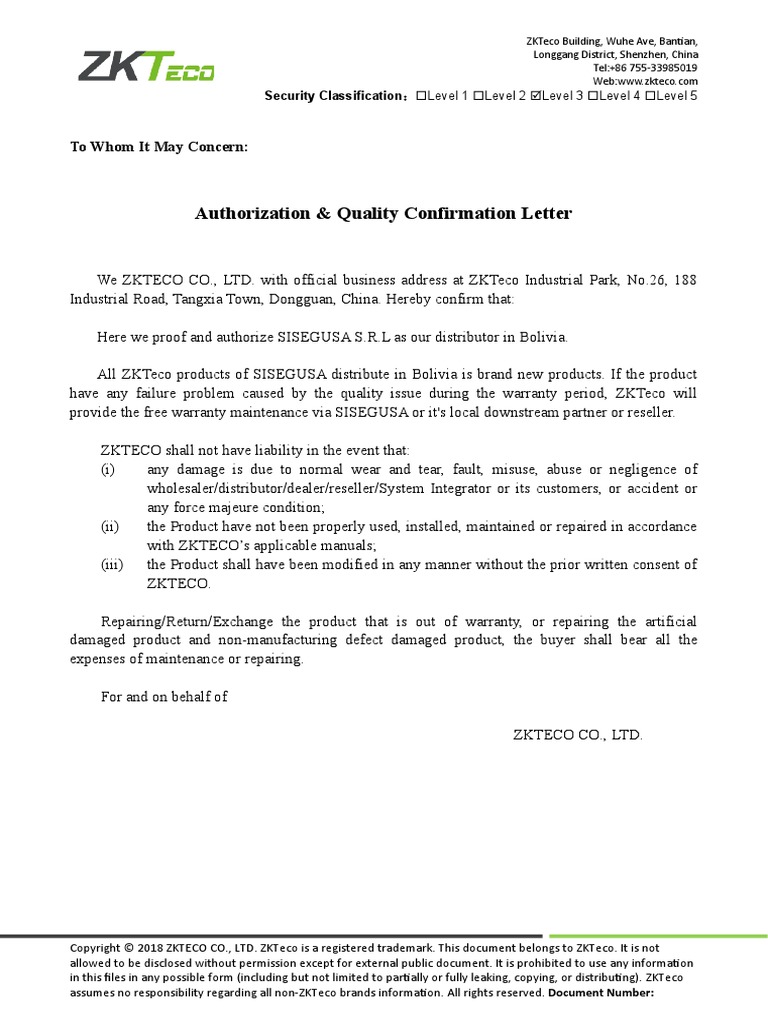 Authorization & Quality Confirmation Letter | PDF | Justice | Crime & Violence