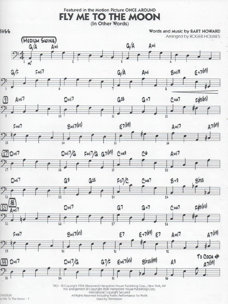 FLY ME TO THE MOON Bass | PDF