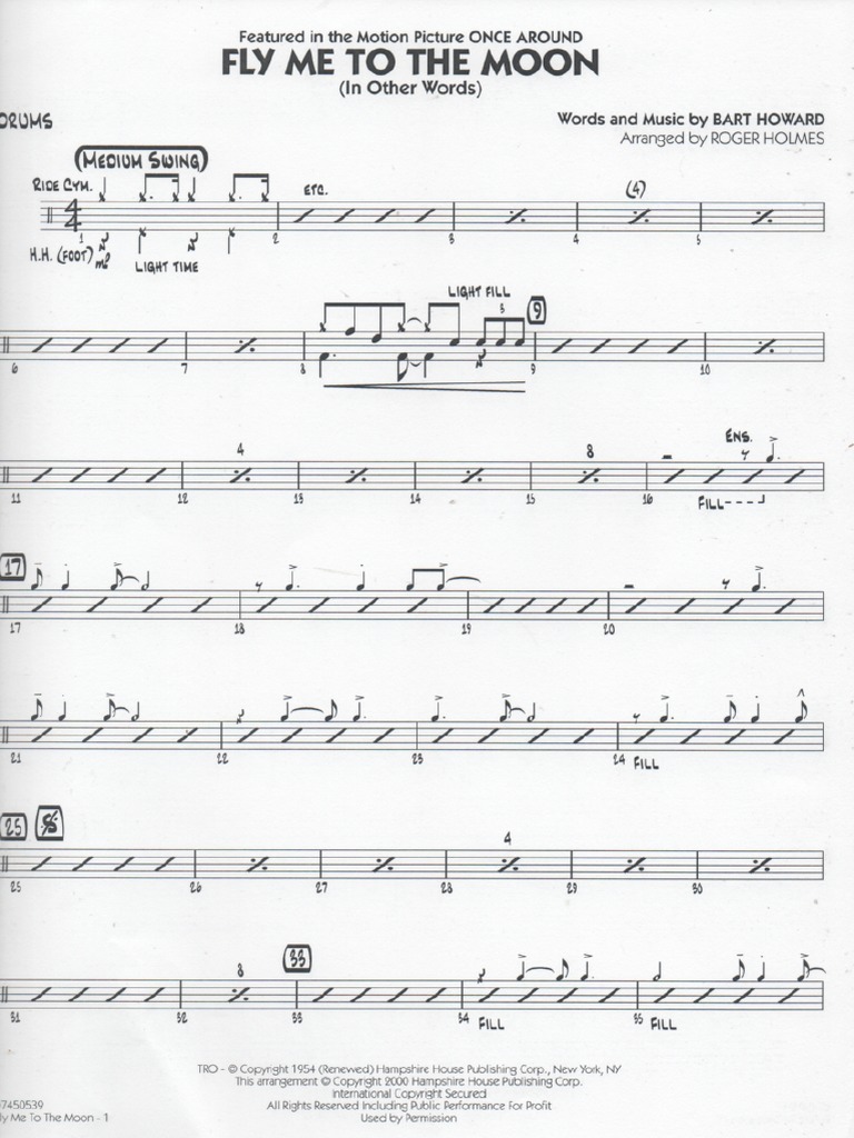 FLY ME TO THE MOON Drums | PDF