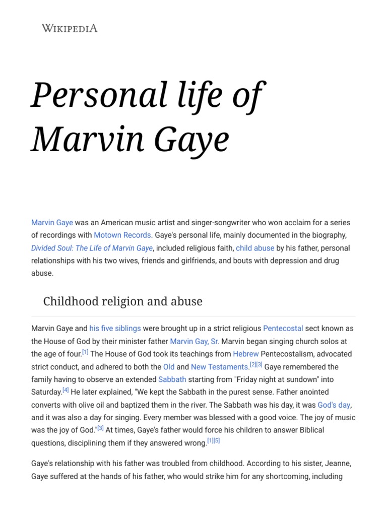 Marvin Gaye's Biography | PDF | Shabbat