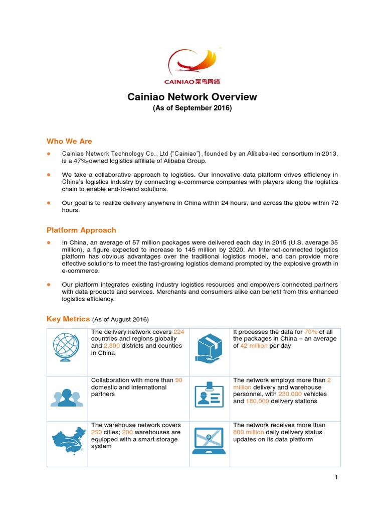 Cainiao-Factsheet | PDF | Warehouse | Logistics