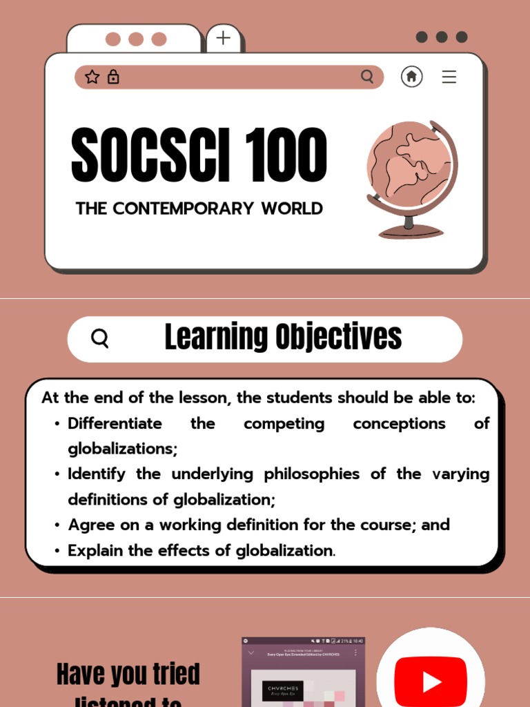 SOCSCI 100 - Lesson 1 (Part 1) | PDF | Globalization | Internet