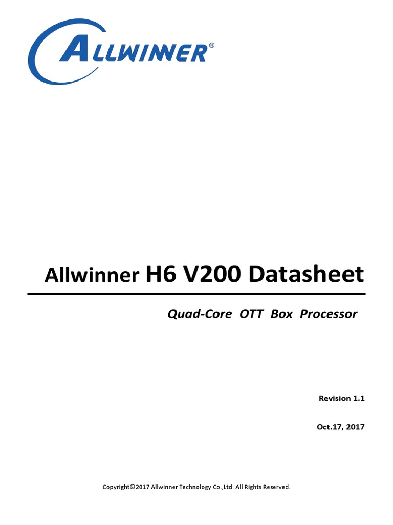 Allwinner H6 V200 Datasheet V1.1 | PDF | Multi Core Processor | Codec