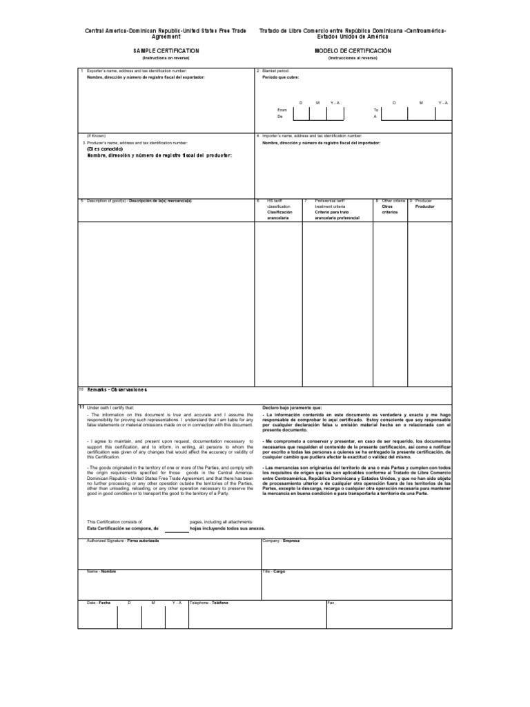 Certificación de Origen CAFTA-DR | PDF | Política | Economias