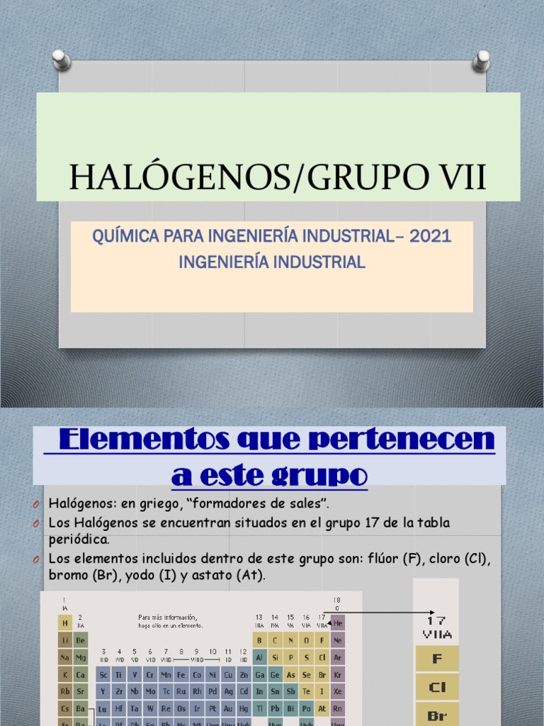 Halógenos 2021 | PDF | Elementos químicos | Conjuntos de elementos químicos