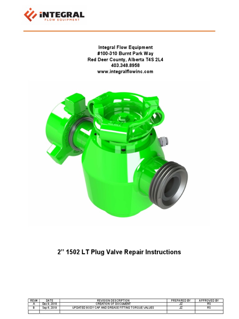 2" 1502 Plug Valve Repair Guide | PDF | Screw | Valve