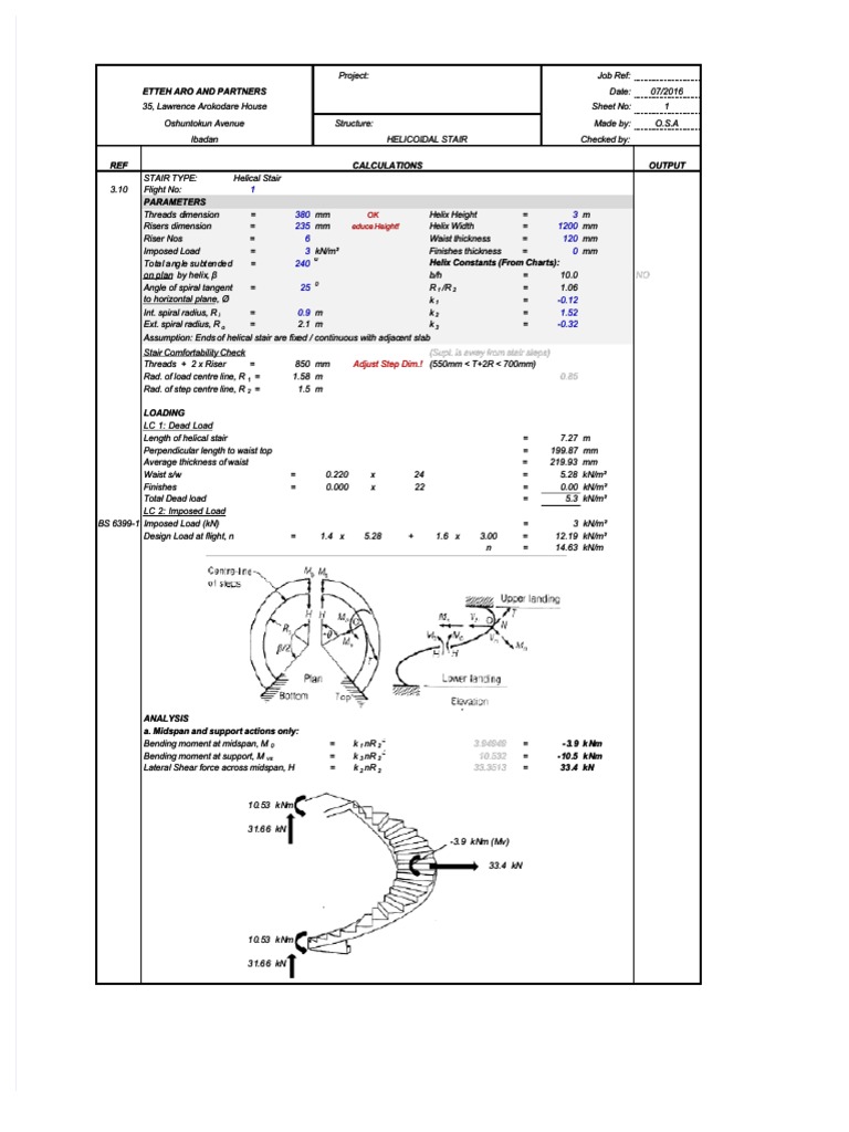 Qdoc - Tips Helicoidal Stair Design Spreadsheet by Olusegunver | PDF ...