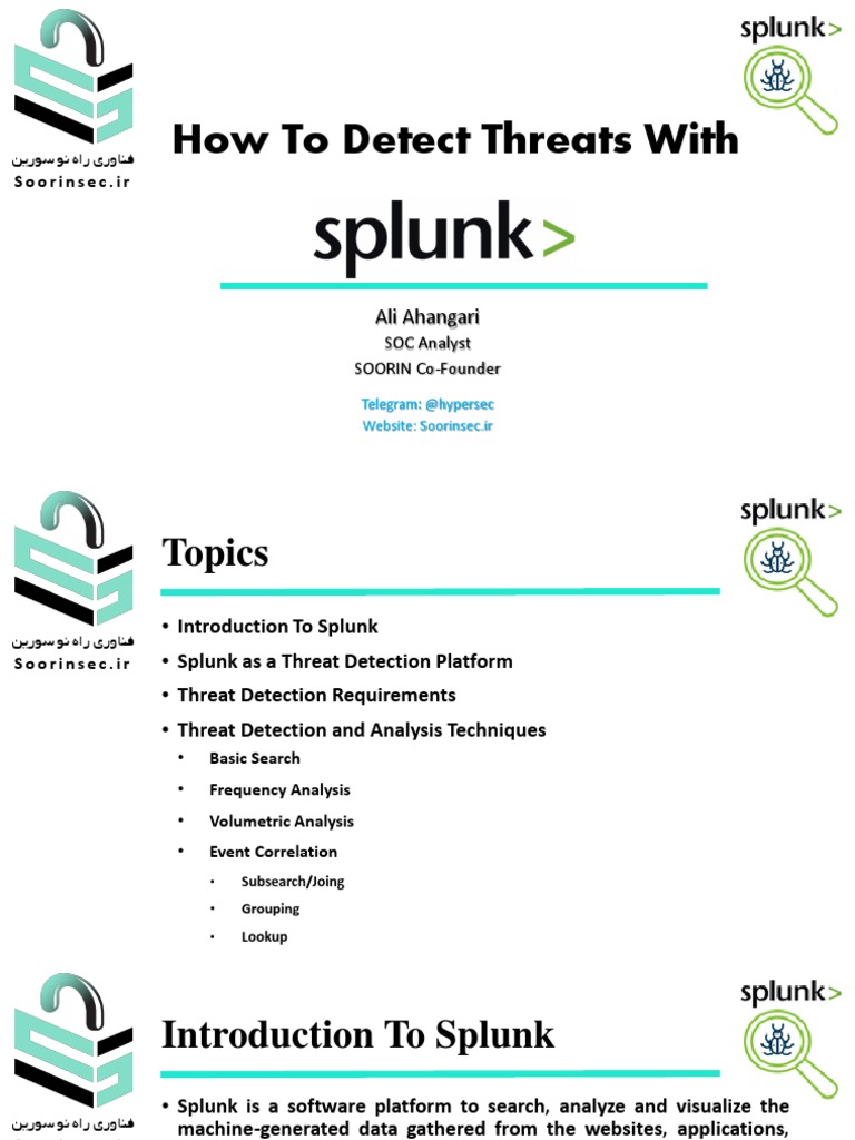 Splunk for Threat Detection | PDF | Computing | Information Technology