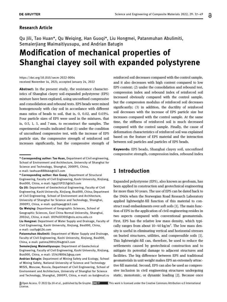 10.1515 - Secm 2022 0004 | PDF | Deformation (Engineering) | Strength ...