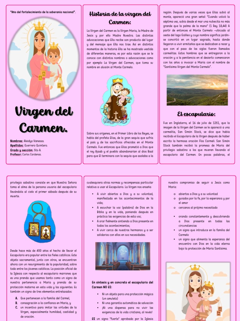 Triptico de La Virgen Del Carmen | PDF | María, madre de Jesús