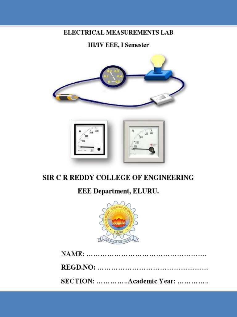 Electrical Measurements Lab III/IV EEE, I Semester: Sir C R Reddy College of Engineering EEE ...