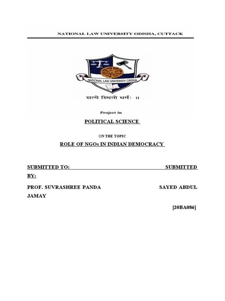 Role of Ngo in Indian Democracy | PDF | Non Governmental Organization ...