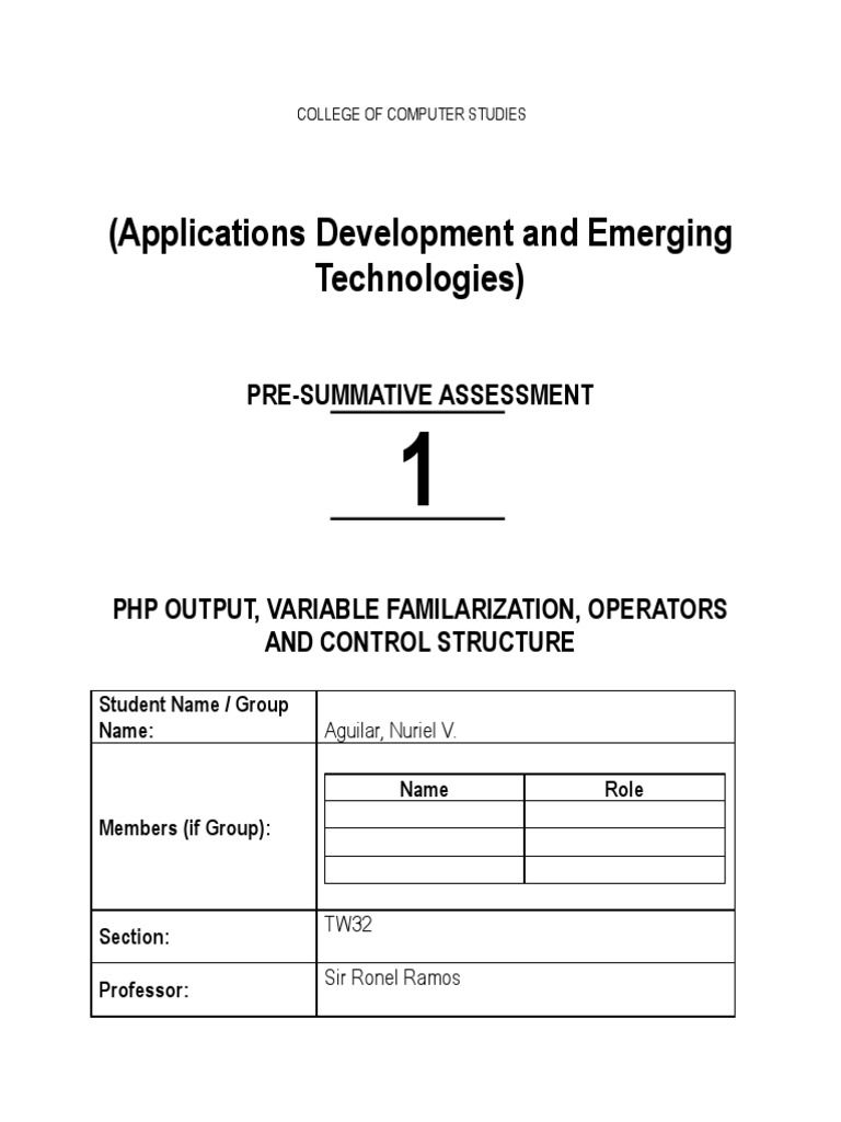 FA1 - Laboratory Exercise | PDF | Control Flow | Php