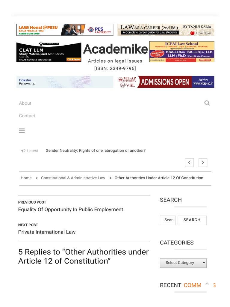 Other Authorities Under Article 12 of Constitution - Academike | PDF ...