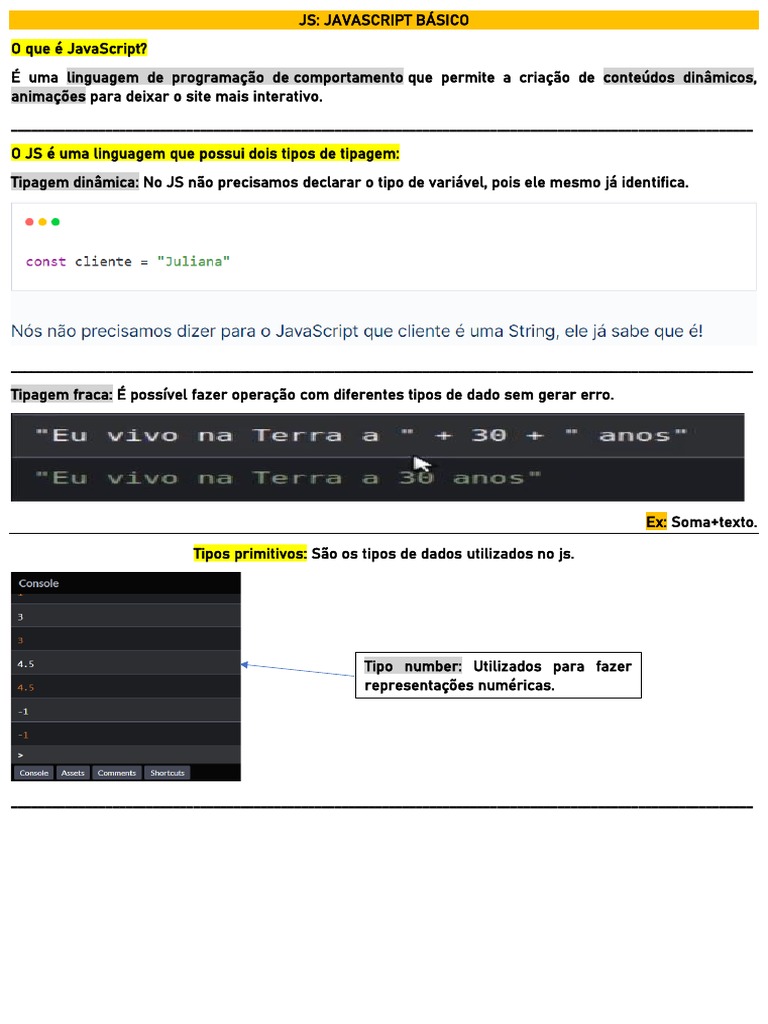 Javascript Básico Pdf Tipo De Dados String Ciência Da Computação