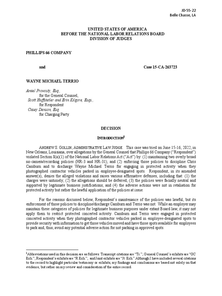 Administrative Law Judges Decision | PDF | Oil Refinery | Employment