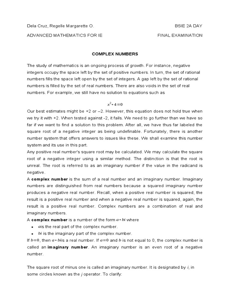 Final Exam - Dela Cruz, Regelle | PDF | Matrix (Mathematics) | Determinant