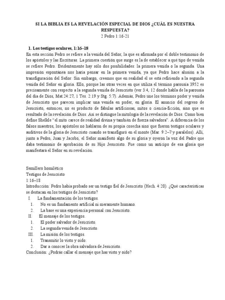 Si La Biblia Es La Revelación Especial de Dios | Descargar gratis PDF | Jesús | Evangelio de Mateo