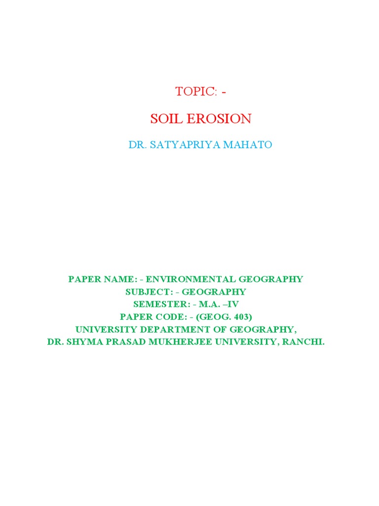 Soil Erosion | PDF | Erosion | Soil