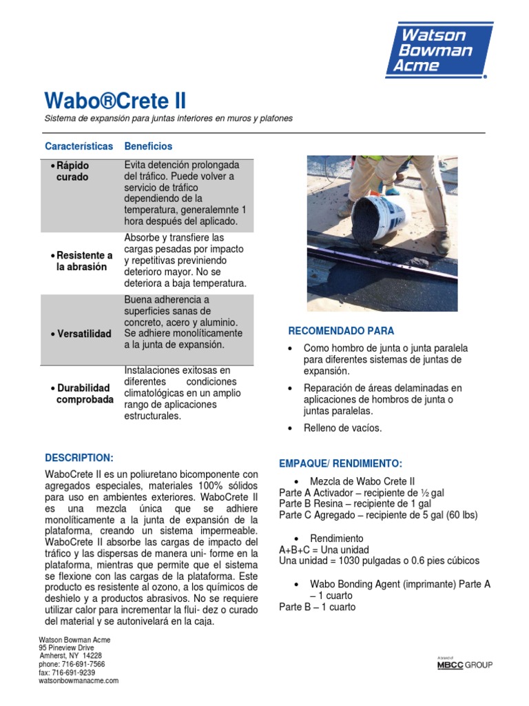 Wabocrete LL - Ficha Tecnica | PDF | Hormigón | Acero