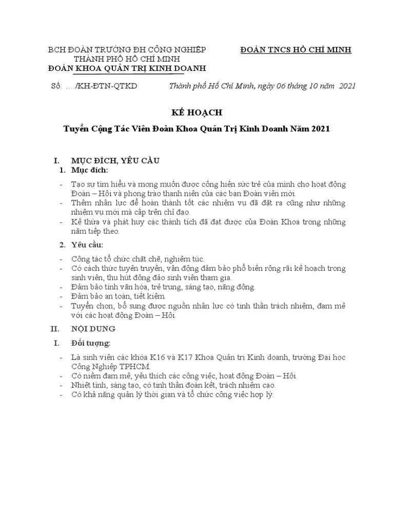 kế hoạch TUYỂN CTV | PDF