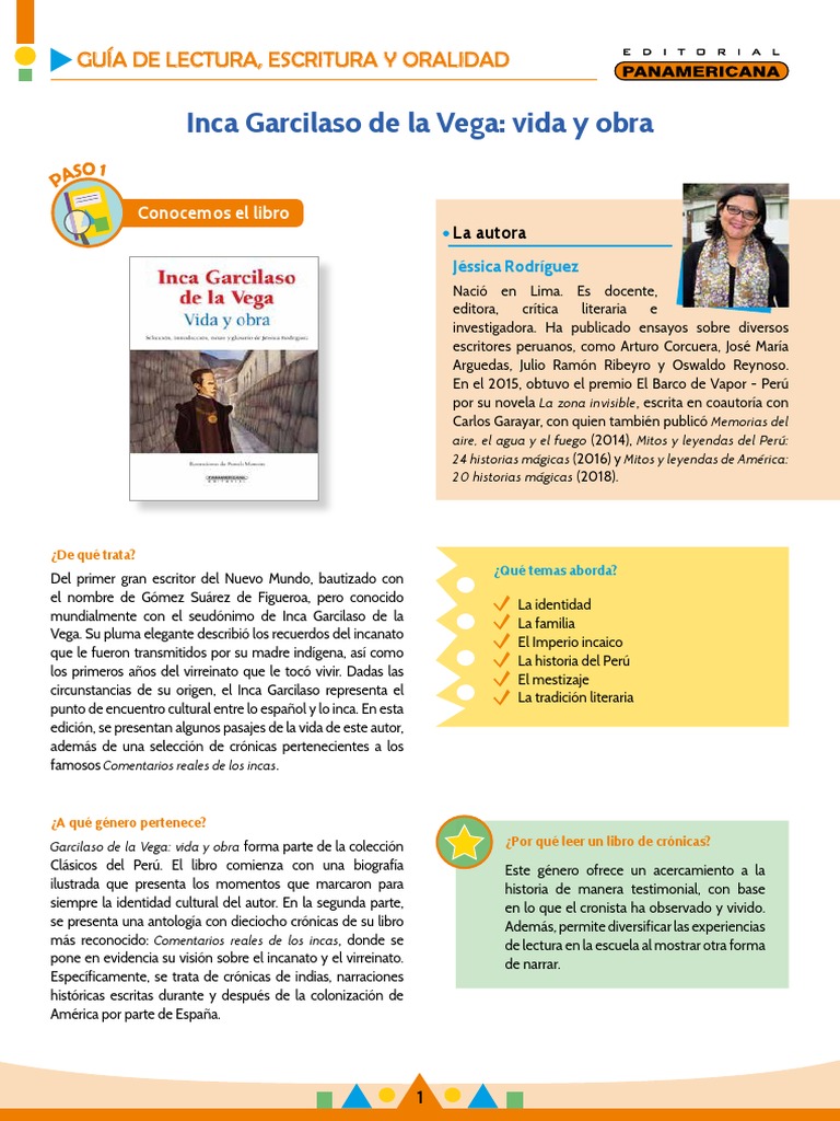 GUIA de LECTURA Inca Garcilaso de La Vega Vida y Obra | PDF | Imperio ...