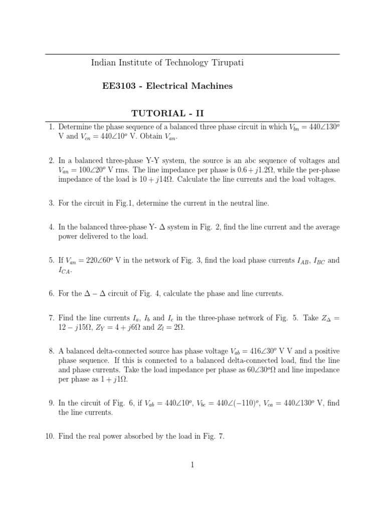Indian Institute of Technology Tirupati EE3103 - Electrical Machines | Download Free PDF ...