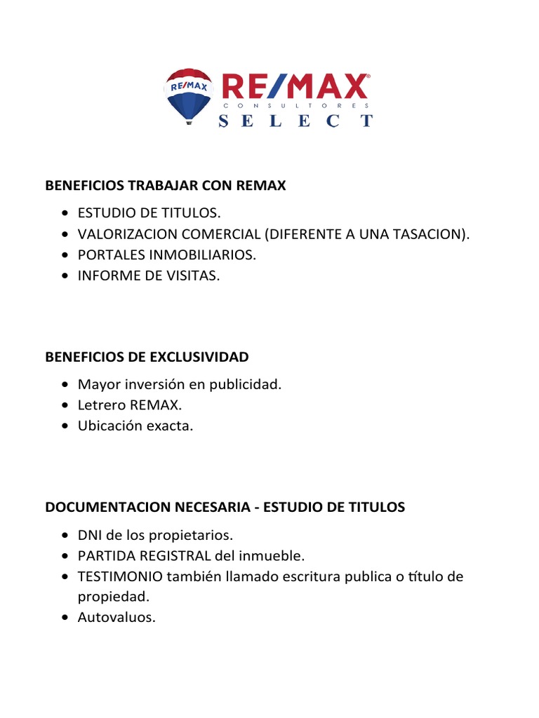 Beneficios de Trabajar en REMAX | PDF