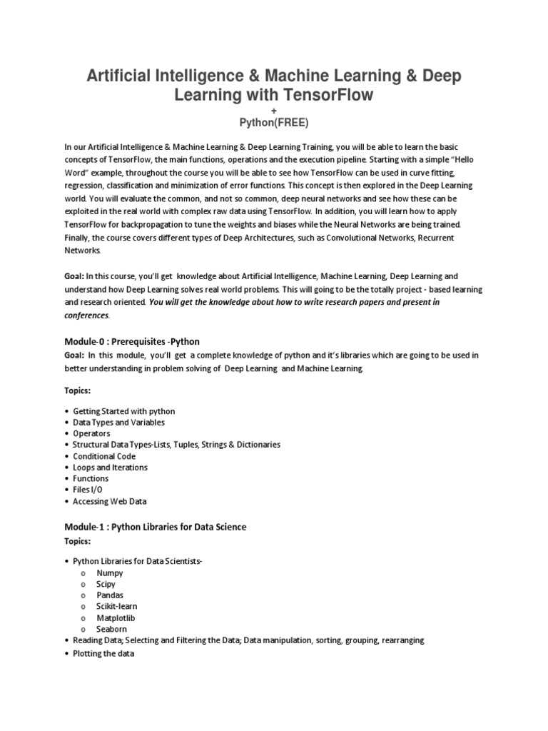 B6bb8machine Learning Training Syllabus | PDF | Deep Learning ...