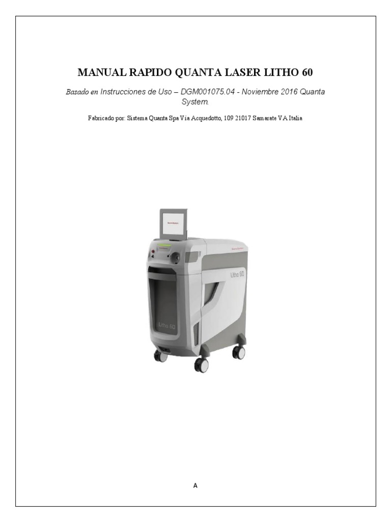 Manual Quanta Laser Litho 60: Guía Rápida | PDF | Esterilización ...