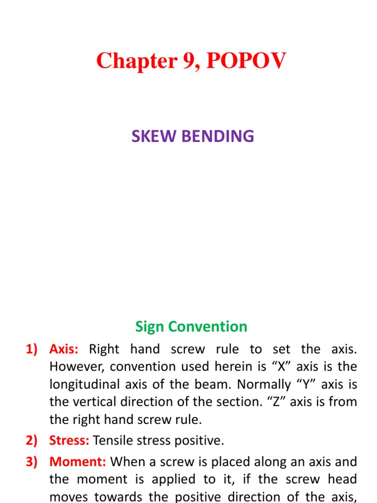 1 Chapter 9 Skew Bending | PDF | Bending | Beam (Structure)