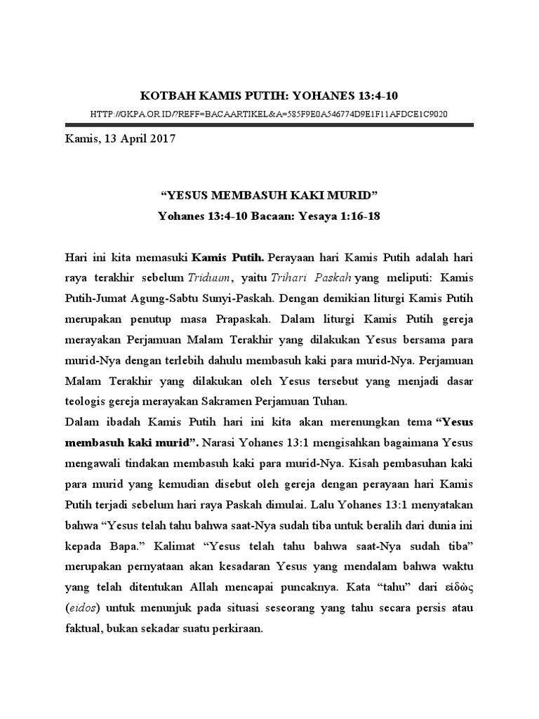 Yy - KOTBAH KAMIS PUTIH | PDF