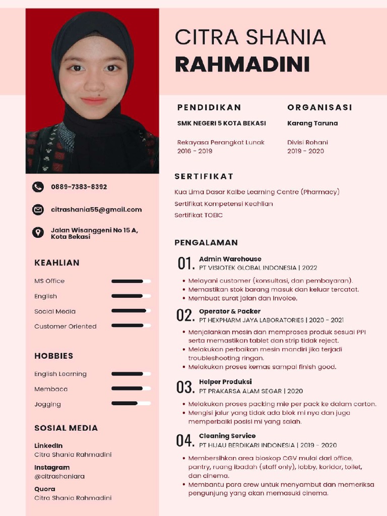 CV Citra Shania 2022 | PDF