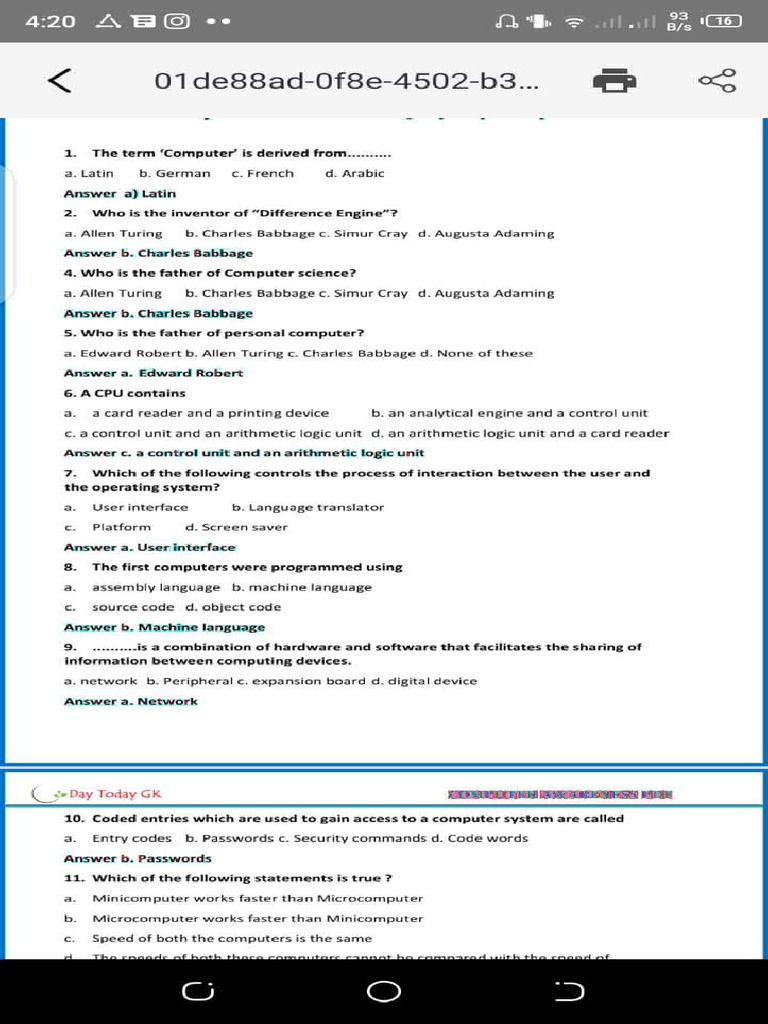 Computer MCQs | PDF